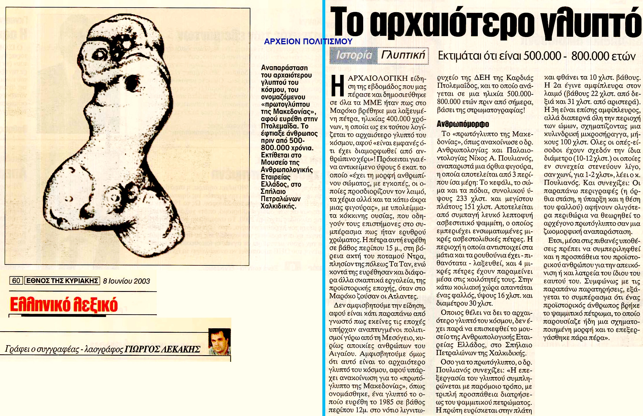 Το αρχαιότερο γλυπτό του κόσμου είναι 700.000 χρόνων και έχει βρεθεί ...