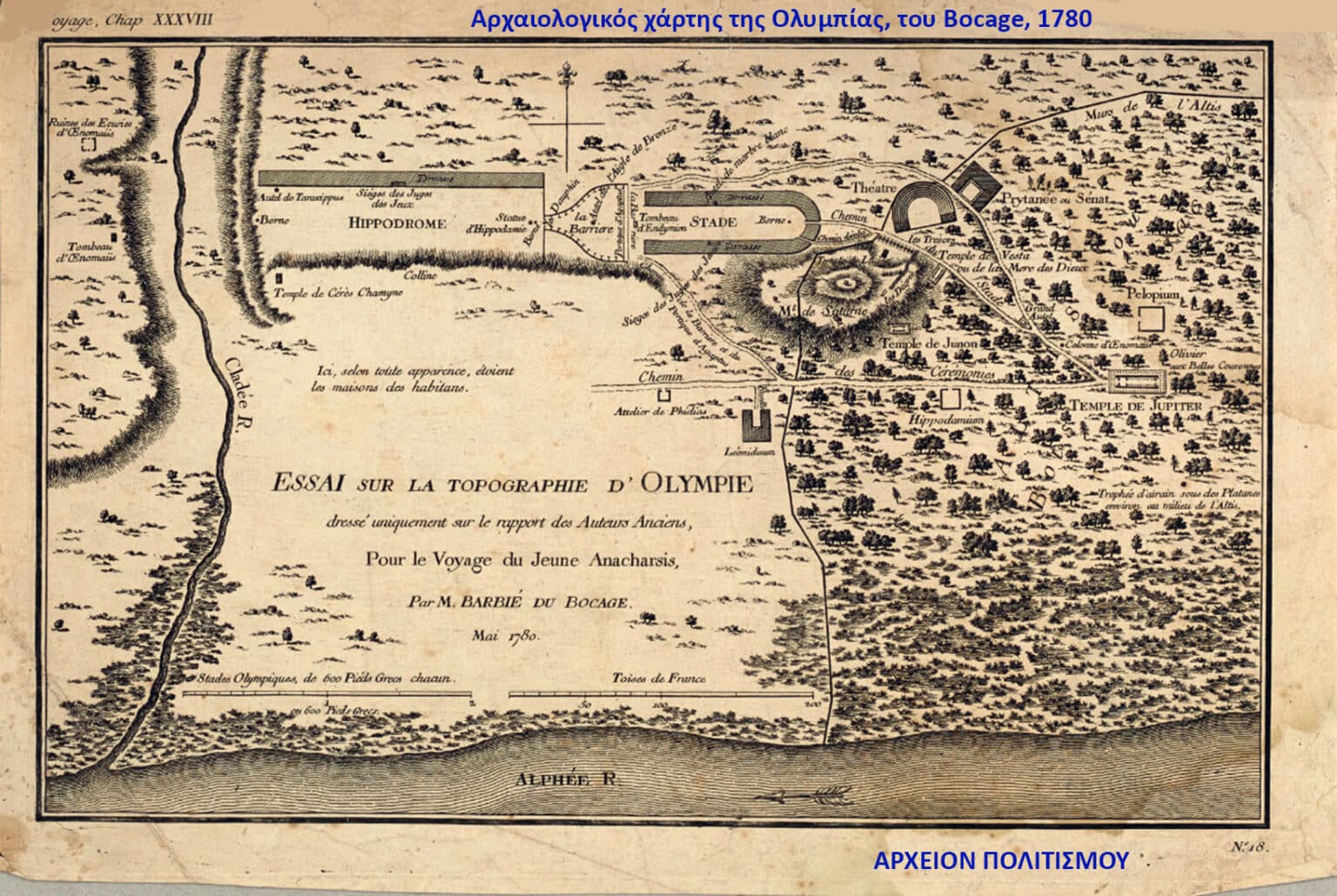 Χάρτης της Ολυμπίας του 1780 - του Γ. Λεκάκη